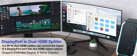 Displayport To Dual Hdmi Adapter Dp To Hdmi Splitter For