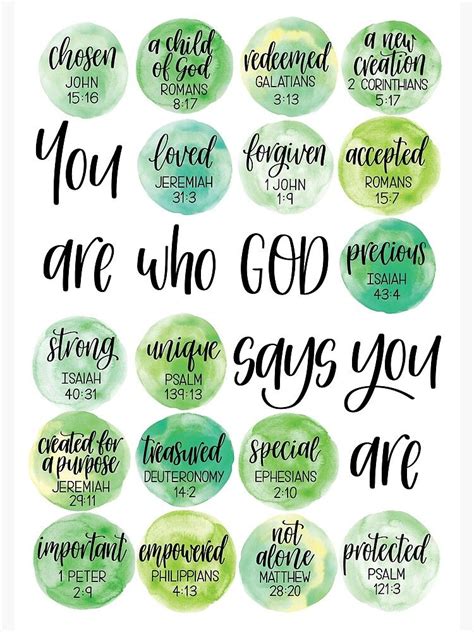 You Are Who God Says You Are Identity In Christ Artwork Green