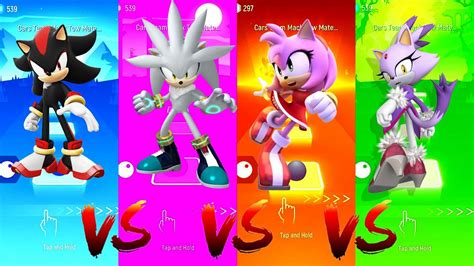 Shadow Vs Silver Sonic Vs Amy Rose Vs Blaze The Cat Tiles Hop Edm