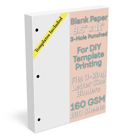 Letter Blank Paper 3 Hole Punched 160 Sheets320 Pages