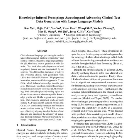 Knowledge Infused Prompting Assessing And Advancing Clinical Text Data