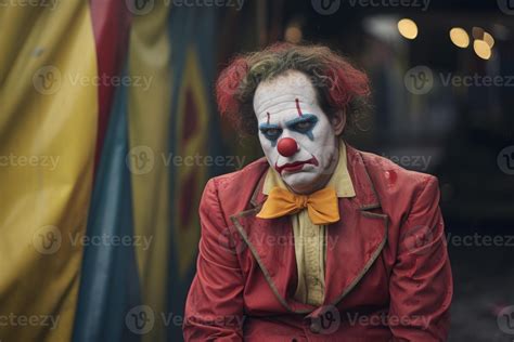 Triste Payaso Agotado Circo Bufón Bufón Emociones Infeliz Deprimido