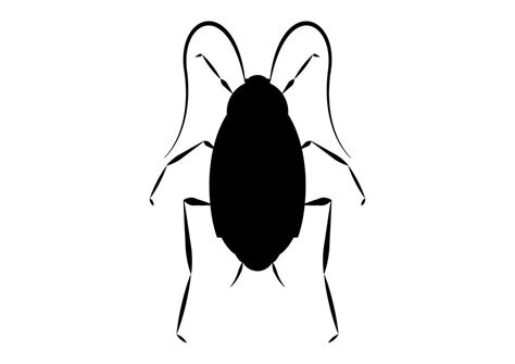 Black And White Oriental Cockroach Clipart Vector Isolated On White
