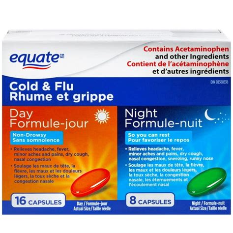 Equate Cold And Flu 16 Day Liquid Capsules 8 Night Liquid Capsules