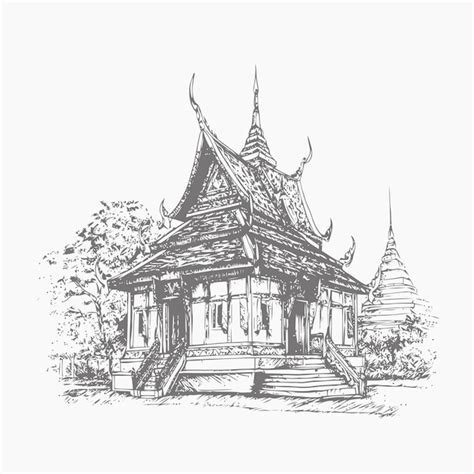 Buddhist Temple Drawing