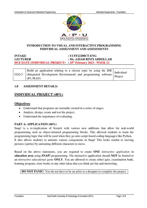 Ct005 4 0 Ivip Individual Project Question Ucff2208ct Eng Introduction To Visual And