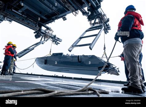 Us Navy Sailors Aboard The Uss John L Canley Esb 6 A Us Navy Expeditionary Sea Base Ship