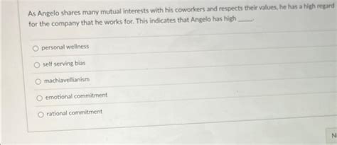 Solved As Angelo Shares Many Mutual Interests With His