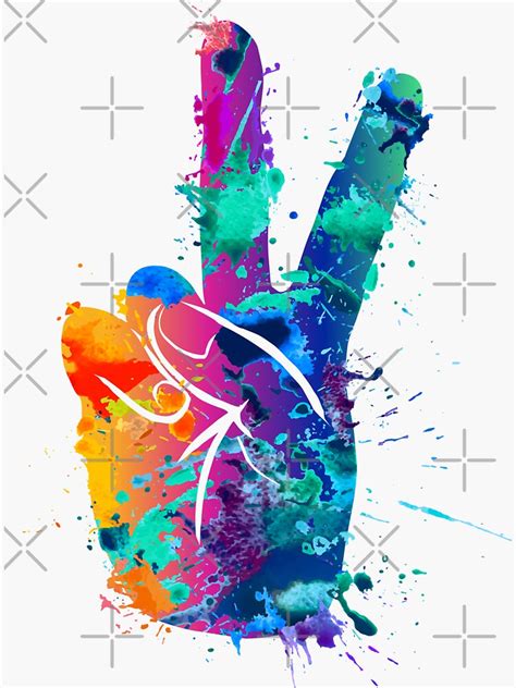 Multi Color Rainbow Peace Fingers Symbol Sticker By Yougalore Redbubble