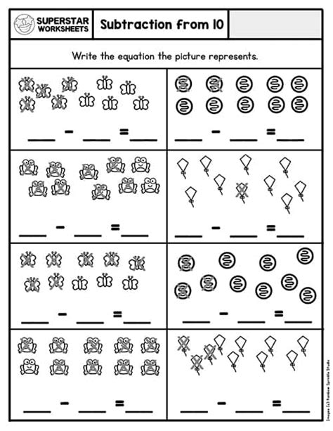 Kindergarten Subtraction Worksheets Superstar Worksheets