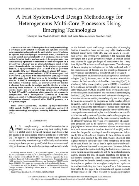pdf a fast system level design methodology for heterogeneous multi