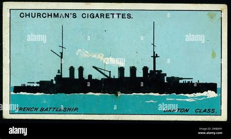 Danton Class Battleship Vintage Cigarette Card Illustration Stock