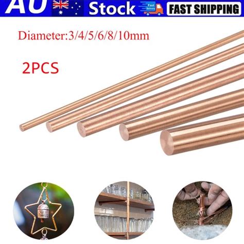 2pcs Pure Copper Solid Rod 999 Round Cu Bar Length 500mm Dia 3456