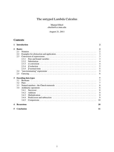 The Untyped Lambda Calculus Manuel Eberl Eberlmcs August 21