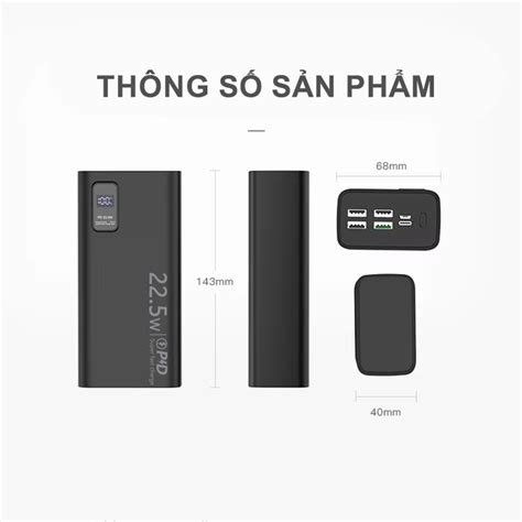 Dosen Pro Sạc Dự Phòng Pd22 5w 10000mah 30000mah 80000mah Pin Dự Phòng Màn Hình Led Tích Hợp