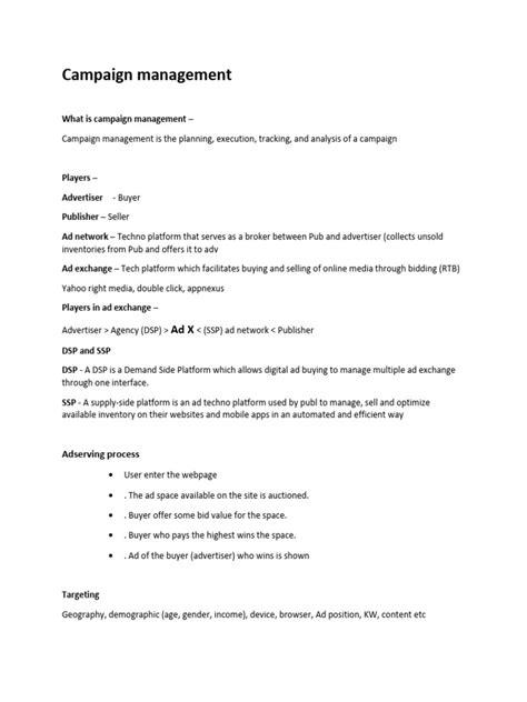 Campaign Management Document Pdf Digital Marketing Media Manipulation