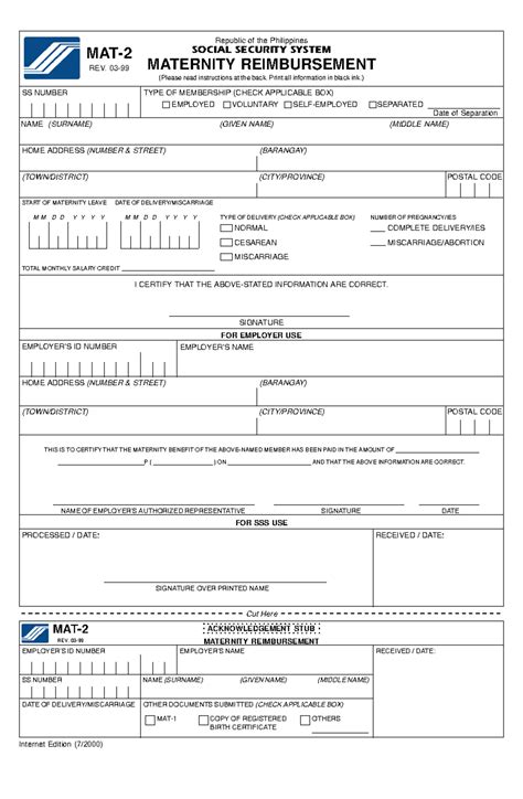 Maternity Form Sss A Series Of Collection Cut Here Mat Rev 03