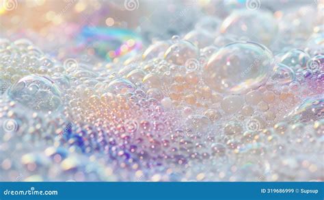 Iridescent Soap Bubbles Close Up Texture For Backgrounds And Design