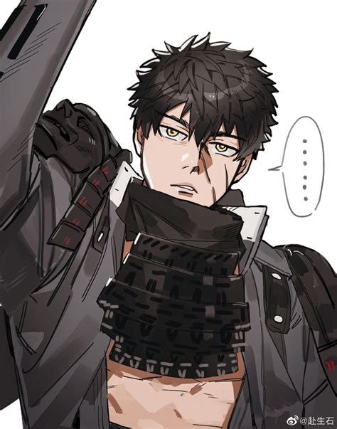 Safebooru 1boy Arm Up Armor Bannriishi Black Hair Bored Doudanuki