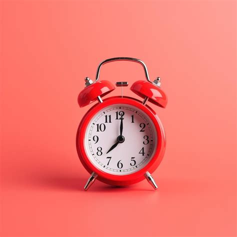 Premium Ai Image Vintage Red Alarm Clock On Red Background