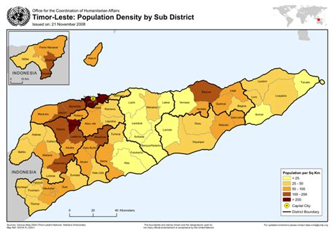 Timor Leste Population Density By Sub District As Of 21 Nov 2008 Timor Leste Reliefweb