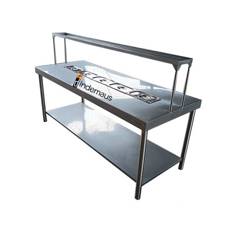 Mesa En Acero Inoxidable Para Emplatar Con Repisa Indemaus