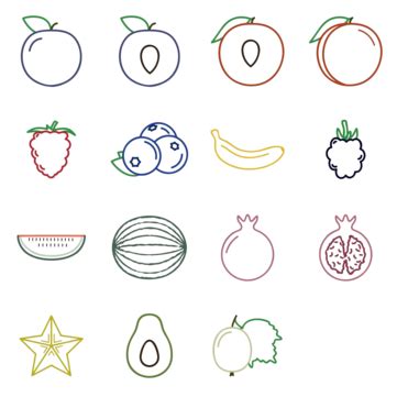 Collection Of Fruit Icons Fruits Outline Healthy Vector Fruits