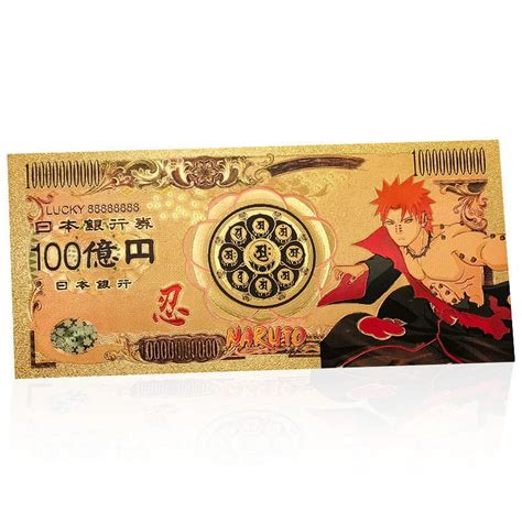 Billete Conmemorativo De Oro De Anime Naruto Sasuke Figura