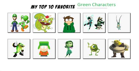 Top 10 Favorite Green Characters By Tothinksuddenly On Deviantart