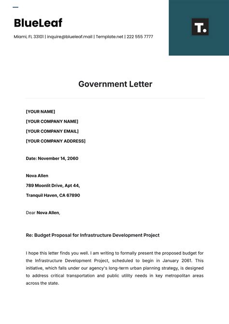 Free Official Letter Format To Government Template To Edit Online