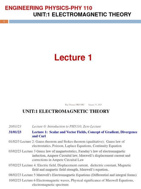 Phy110 Unit1 Lecture 1 22648 Rt Pdf Euclidean Vector Divergence