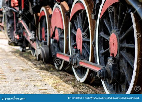Chassis Of The Old Train Steel Heavy Wheels Of A Steam Locomotive Stock Image Image Of Moscow