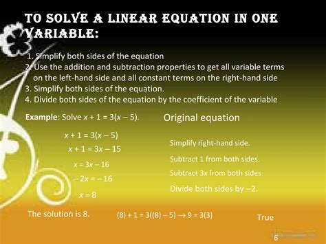 Linear Equation In One Variable Class 8 Th Maths Ppt