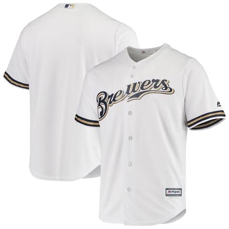Mens White Milwaukee Brewers Team Official Jersey Bluefink