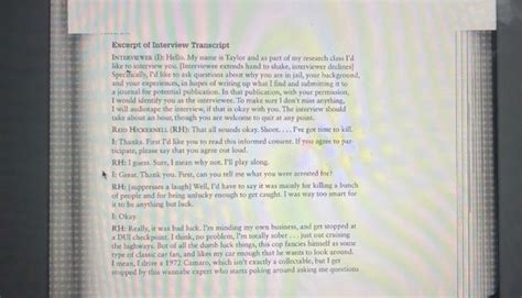 Solved Excerpt Of Interview Transcript Intexvewze I