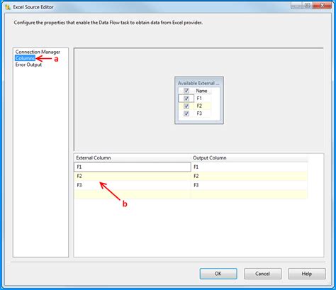 ssis the way of mapping of excel destination editor even though the