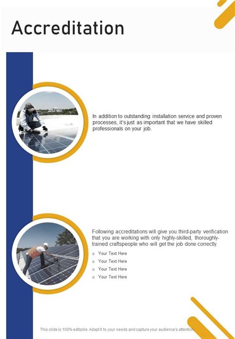 Accreditation Solar Panel Installation Proposal One Pager Sample Example Document Presentation
