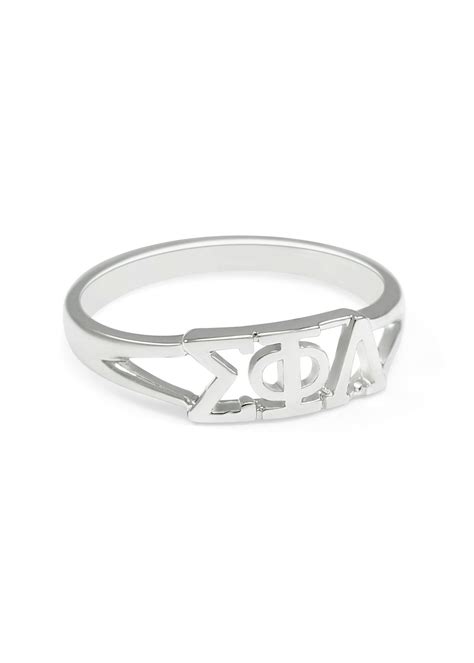 Sigma Phi Lambda Sterling Silver Ring With Greek Cut Out Letters The