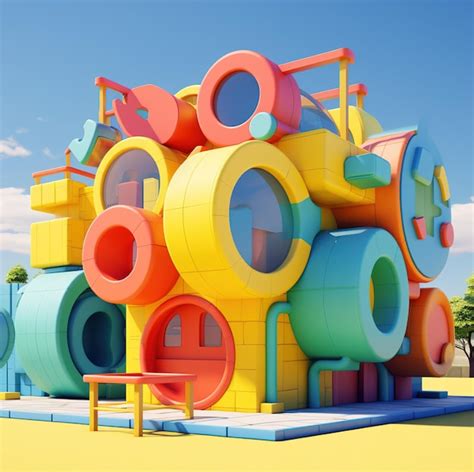 Un Edificio Colorido Con Las Letras La Palabra Escritas Foto Premium