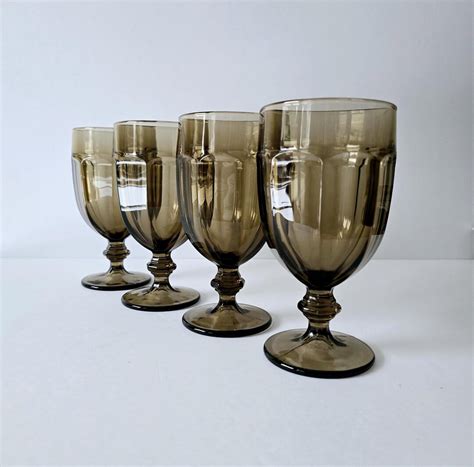 Gibraltar Mocha Brown Water Goblets 4 Vintage Duratuff Ice Tea Goblets
