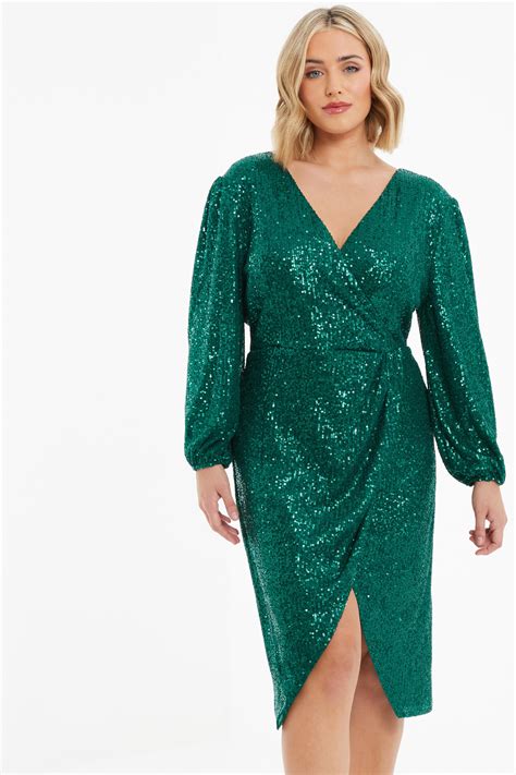 Curve Bottle Green Sequin Midi Dress