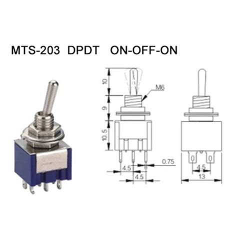 Mts 203 Mini Toggle Çift Anahtar 3a 250v On Off On 6 Pin 3 Pozisyon