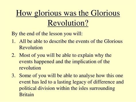 Ppt The Glorious Revolution In Britain History And Legacy Powerpoint