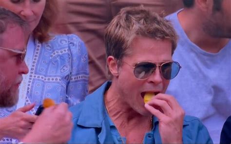 Brad Pitt Eating Ice Cream Brad Pitts Crisp Eating At Wimbledon