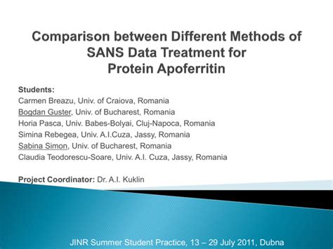 Comparison Between Different Methods Of Sans Data