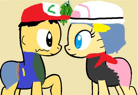 Ash And Dawn Under The Mistletoe By Cozyglow Sweetie Tf On Deviantart