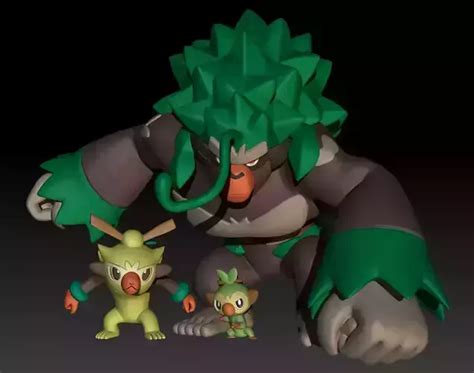 Pokemon Grookey Thwackey Rillaboom 3d Model 3d Printable Cgtrader