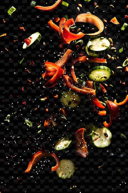 Premium Psd Sliced Vegetable Fragments With Crisp And Fresh Textures Wit Unique Texture