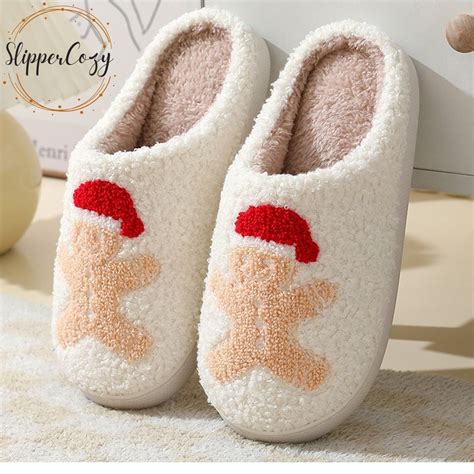 Cute Christmas Slippers Gingerbread Slippers Cozy Slippers