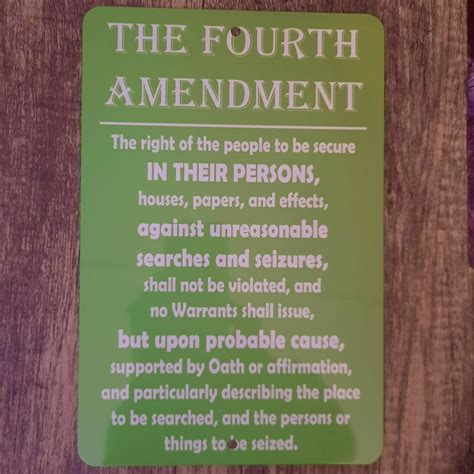 The Fourth 4th Amendment Of The Constitution 8x12 Metal Wall Sign Sign Junky